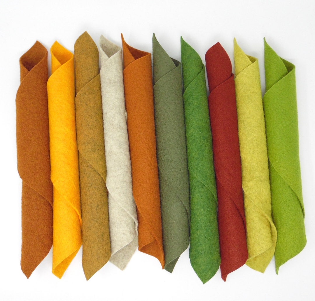 Fall Colors - Hand Washed Felted Merino Wool Blend Felt 10 Sheets 9"x12 ...