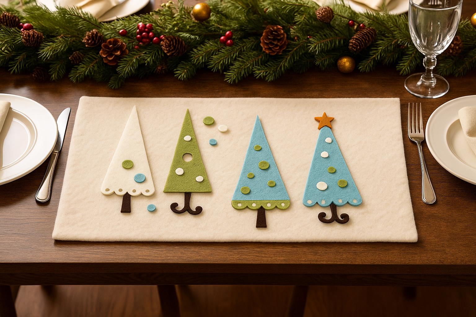Wool Felt Christmas Tree Appliqué Kit – DIY Felt Tree Ornaments – 4 ...