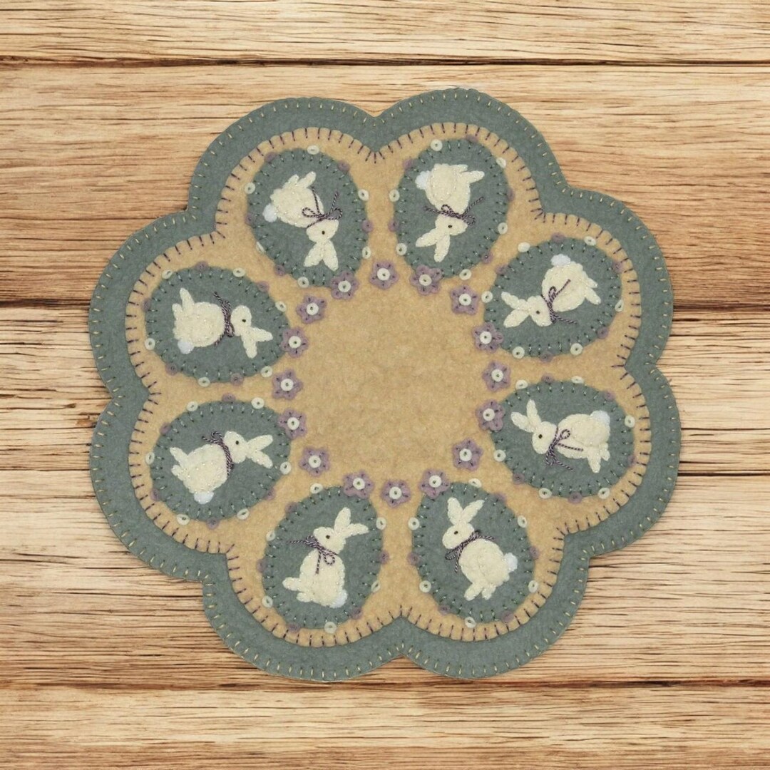 Pre-washed Wool Felt Penny Rug Kit -vintage Bunnies- Penny Lane ...