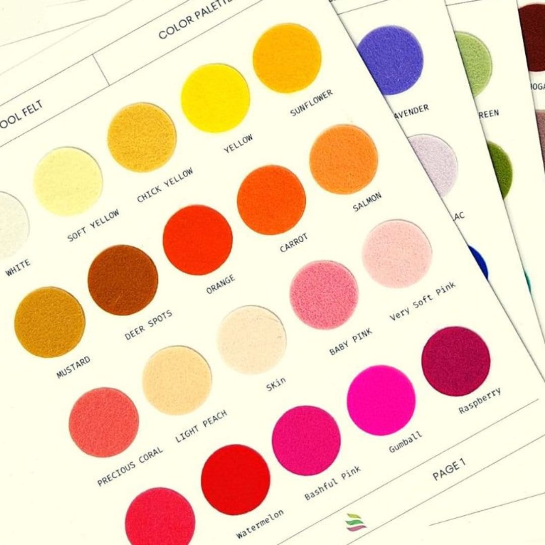 100% Wool Felt Physical Color Card 75 Color Swatches for Project Color ...