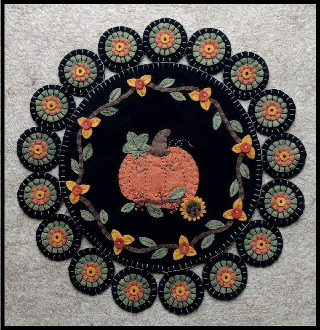 Pre-washed Wool Felt Penny Rug Kit October's Gift Penny Lane Primitives ...