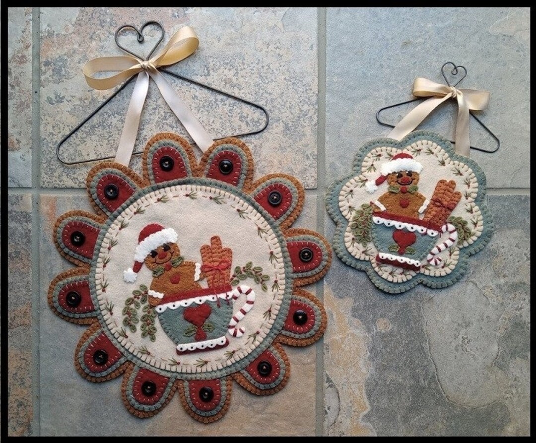 Pre-washed Wool Felt Penny Rug Kit Christmas Cocoa Penny Lane ...