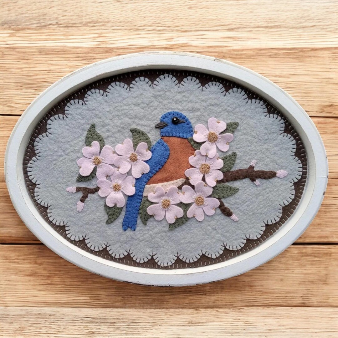 Pre-washed Wool Felt Penny Rug Kit - Eastern Bluebird - Penny Lane ...