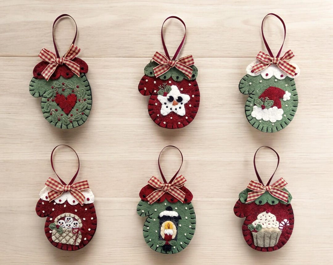 Pre-cut Wool Blend Felt Merry Mittens Ornament Kit - Penny Lane ...