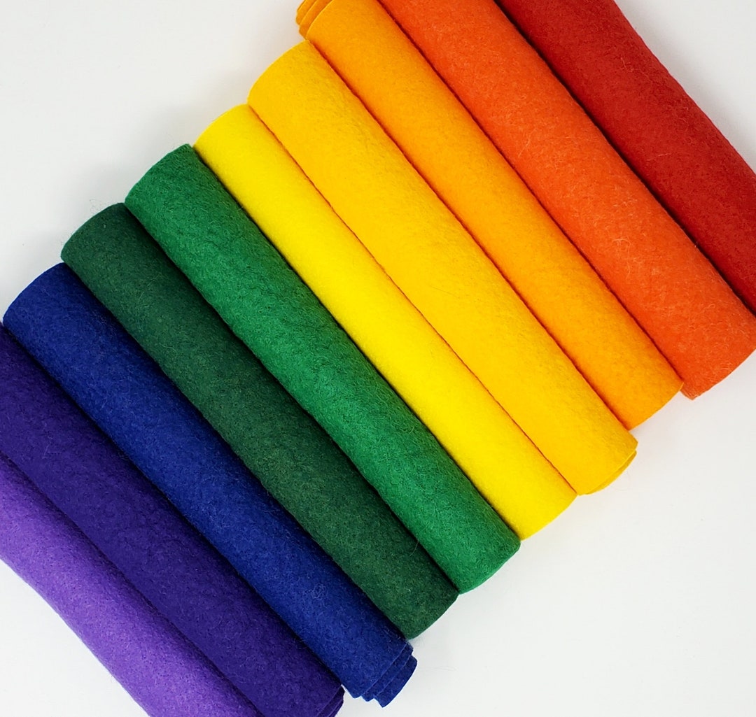 Rainbow - Hand Washed Merino Wool Blend Felt 10 Sheets 9"x12 ...