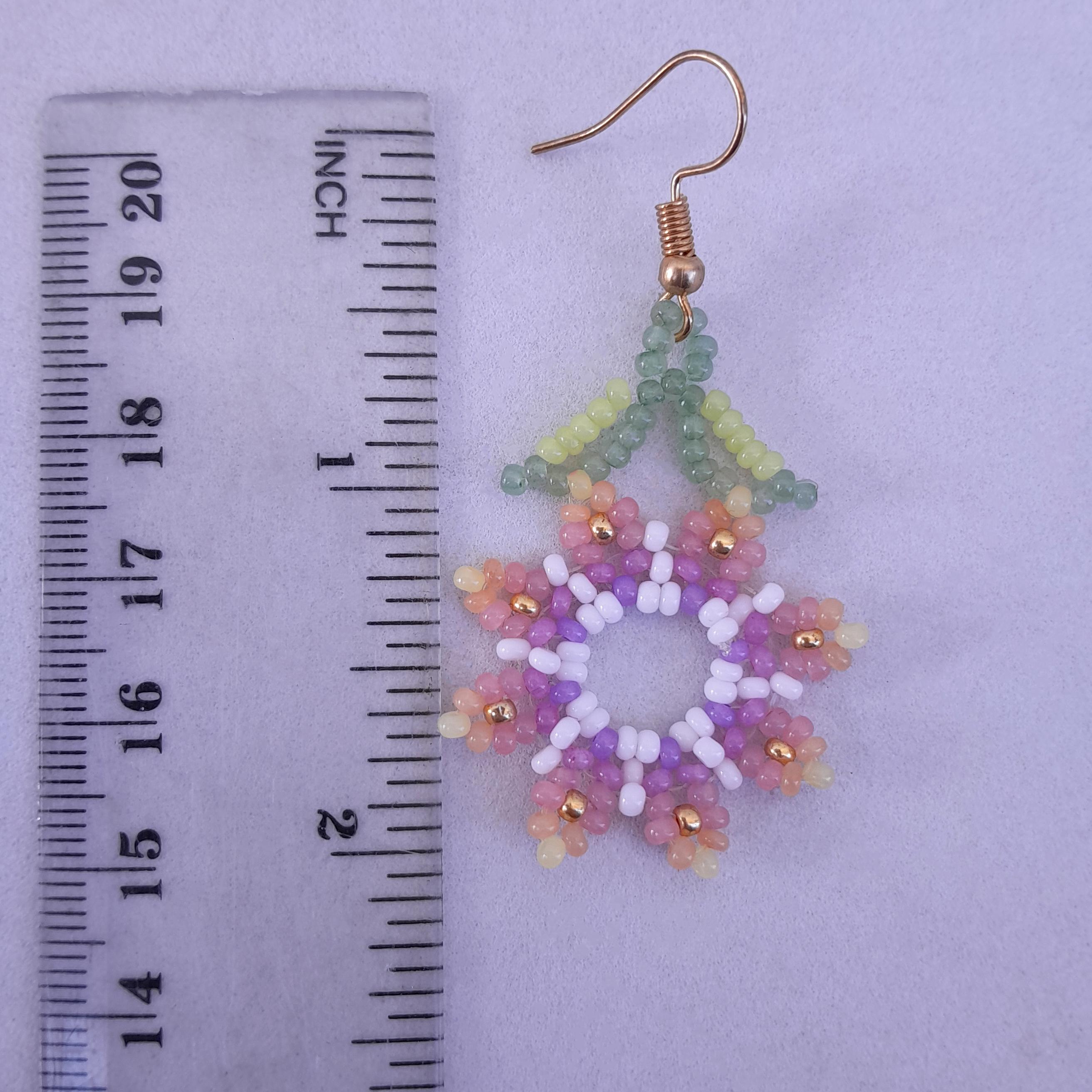 Beaded Flower Earrings – Huichol Style Jewelry – Colorful Boho Dangle ...