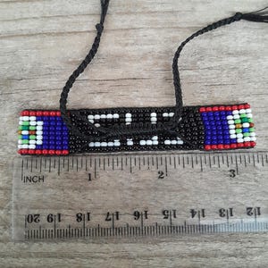 Beaded Bracelet With Belize Flag, Handwoven Loom Beadwork, Adjustable ...