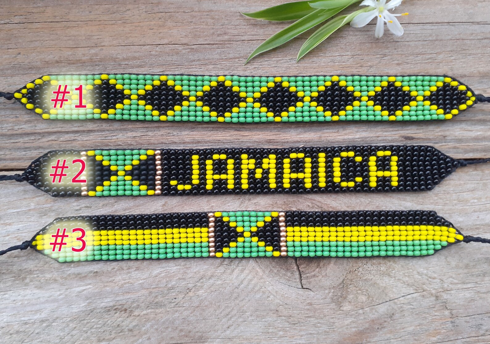 Jamaica Flag Bracelet Patriotic Beaded Wristband Loom Hand - Etsy
