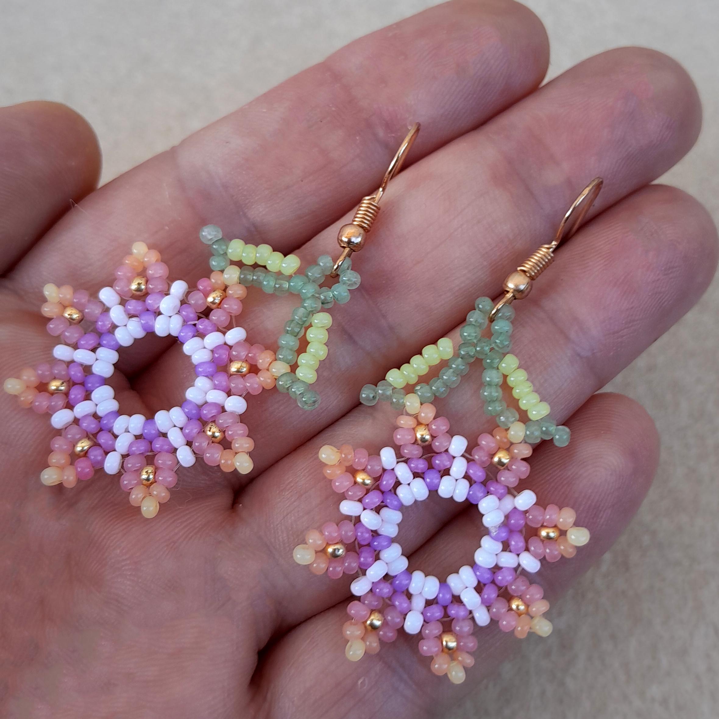 Beaded Flower Earrings – Huichol Style Jewelry – Colorful Boho Dangle ...