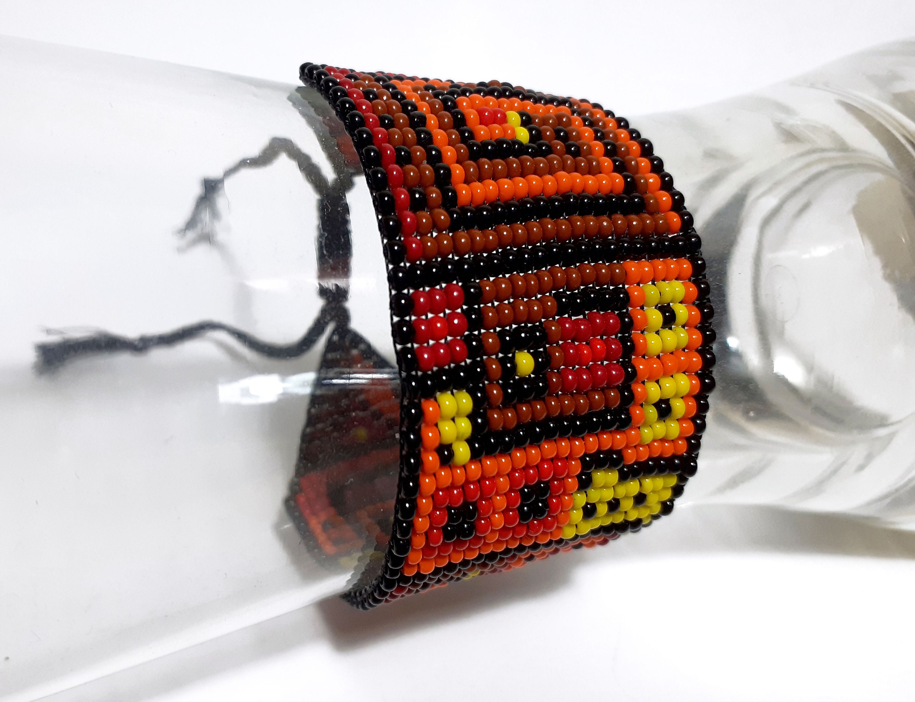 Boho loom bracelet Beaded hand woven ethnic wide bracelet for | Etsy