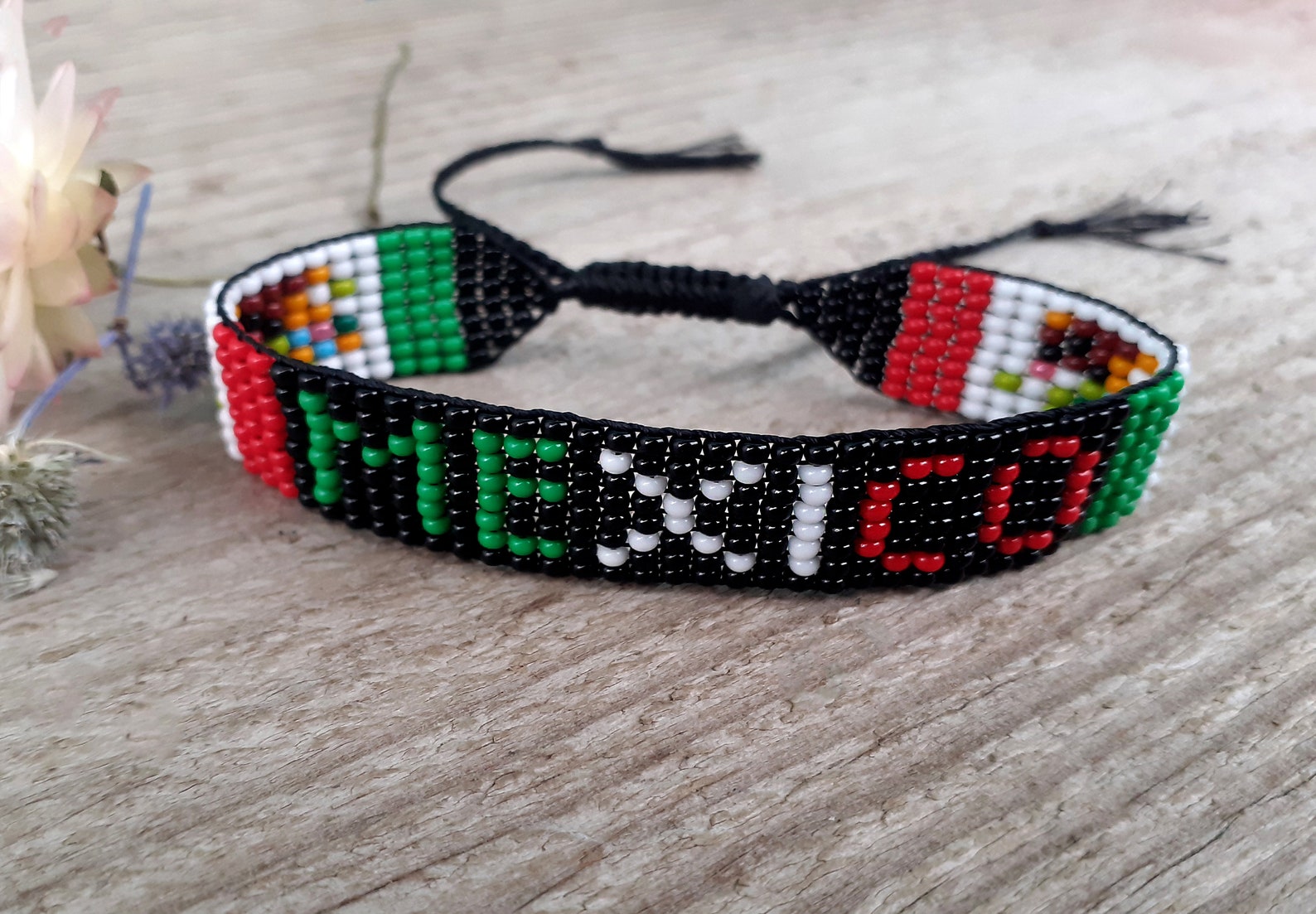 Mexico Flag Bracelet, Beaded Wristband, Seed Bead Loom Bracelet, Woven ...