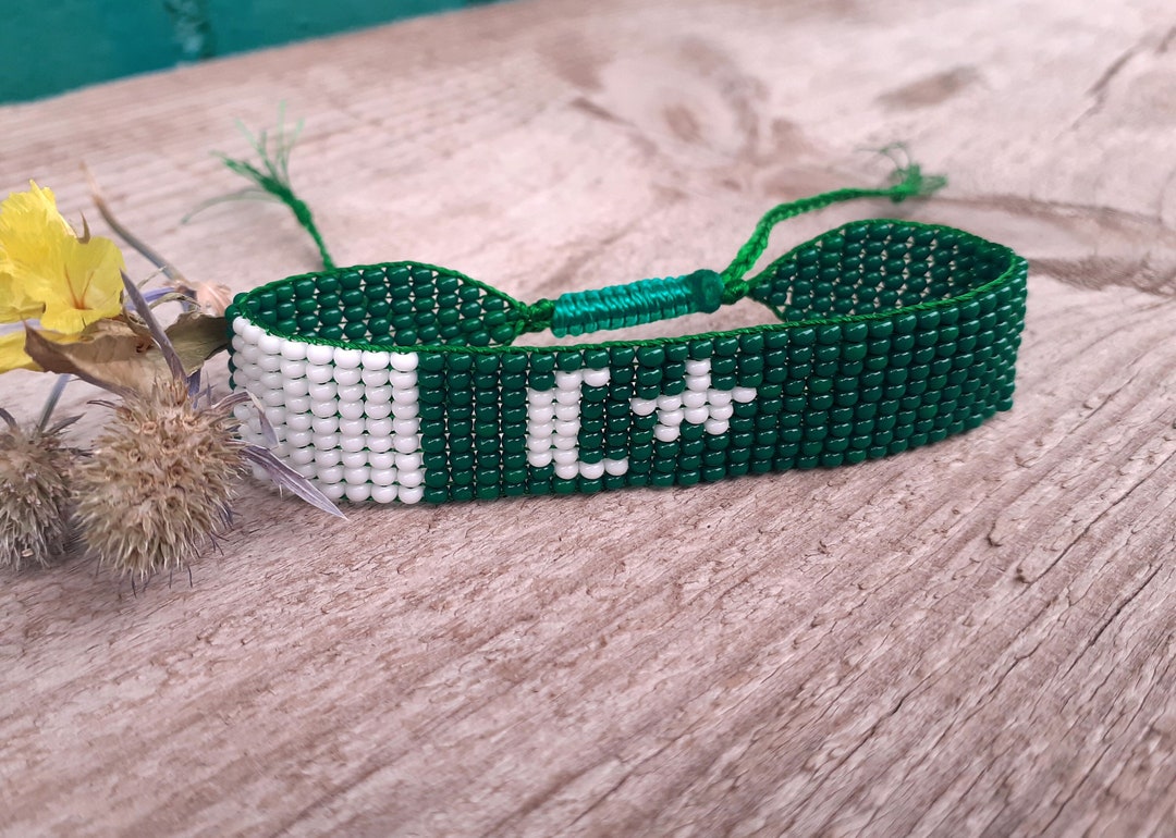 Pakistan Flag Bracelet, Patriotic Beaded Wristband, Loom Hand Woven ...