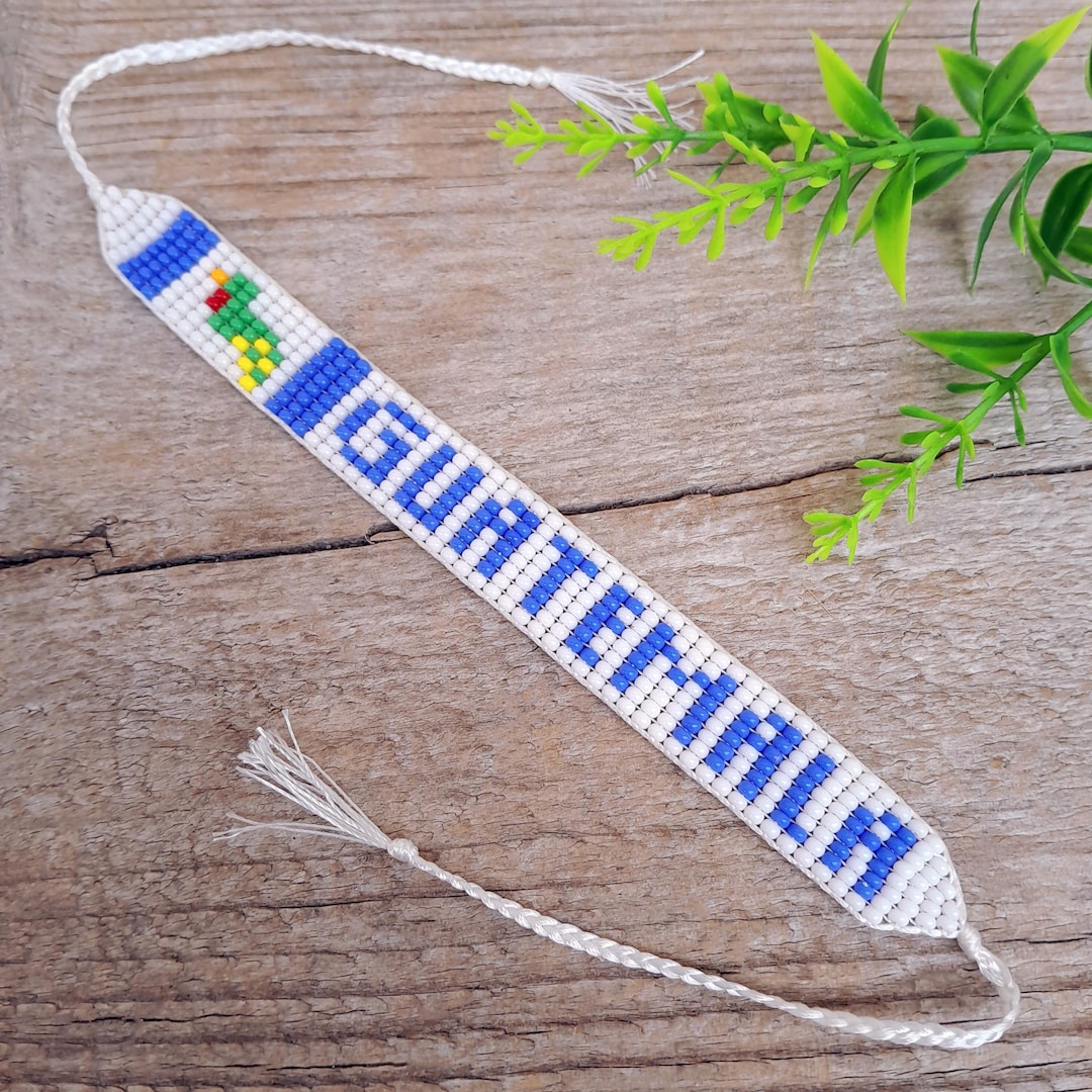 Guatemala Flag Bracelet, Beaded Wristband, Seed Bead Loom Bracelet ...