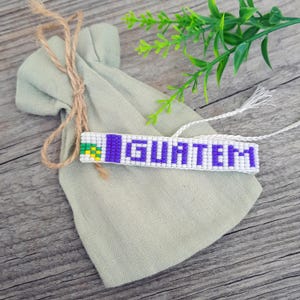 Guatemala Flag Bracelet, Beaded Wristband, Seed Bead Loom Bracelet ...