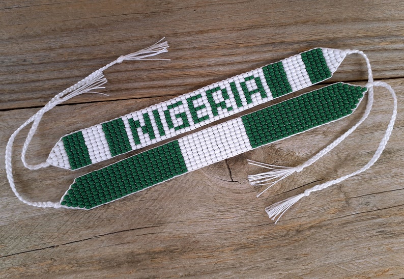 Nigeria Flag Bracelet Patriotic Beaded Wristband Loom | Etsy