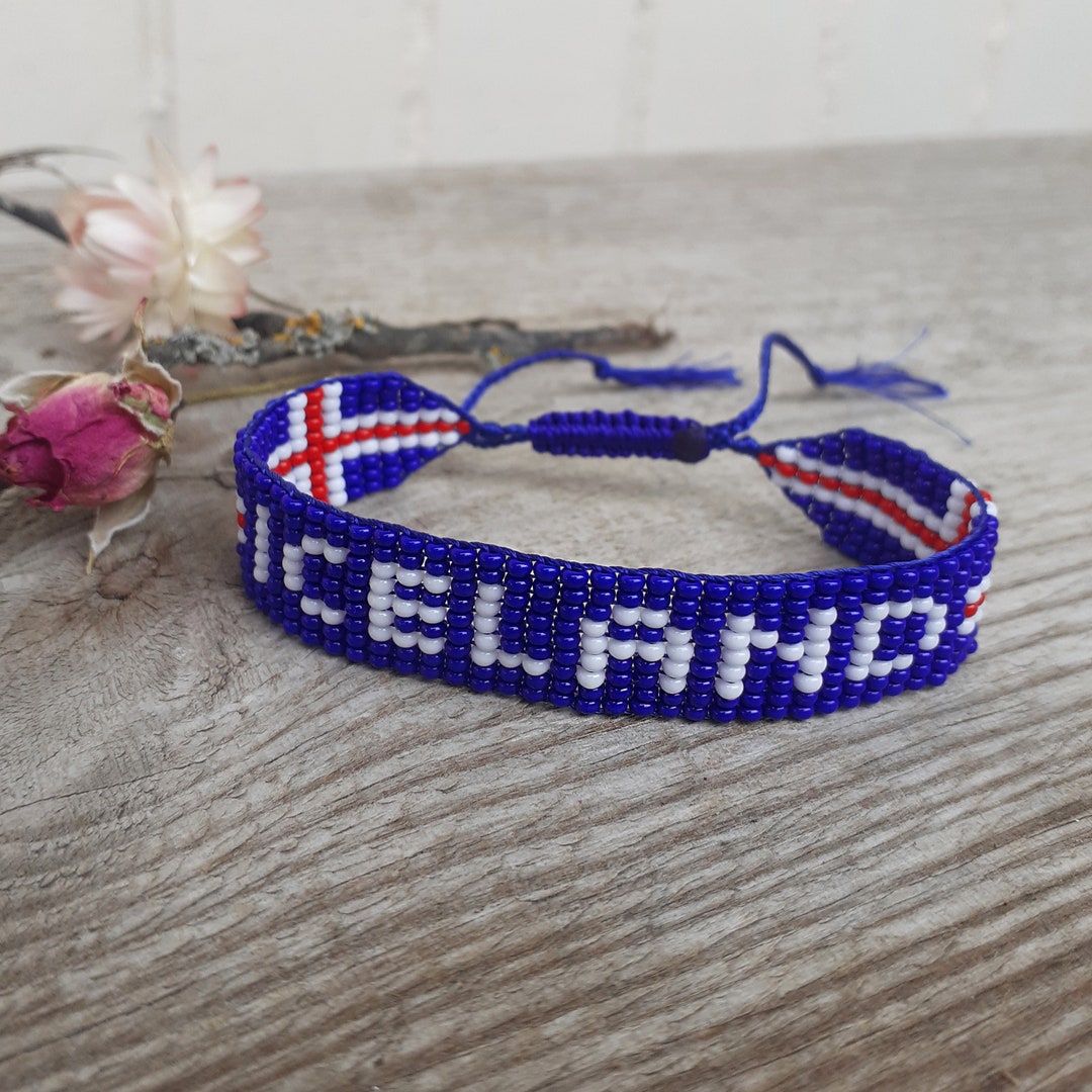 Iceland Flag Bracelet Travel Memory Gift Nordic Beaded Wristband ...