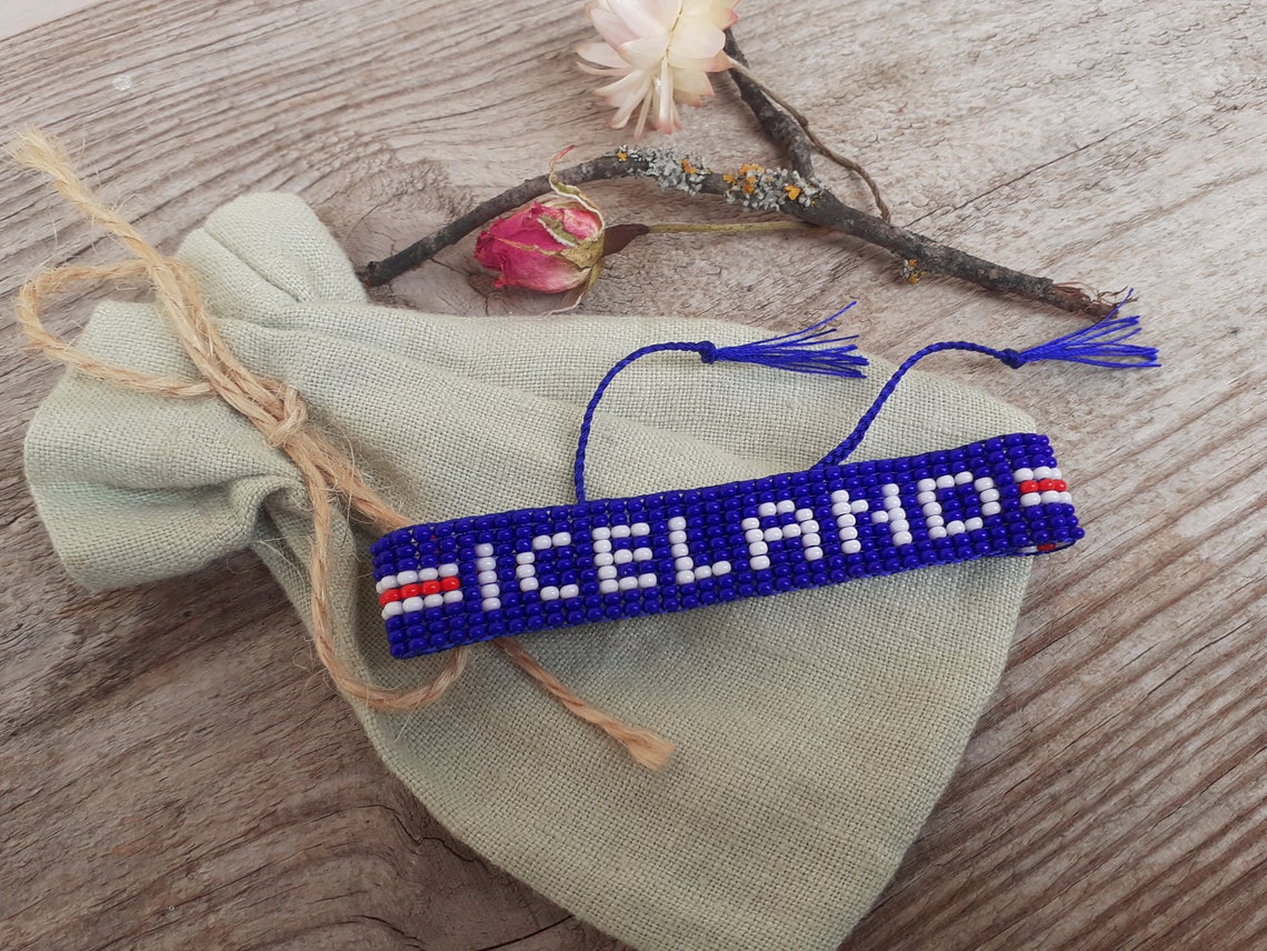 Iceland Flag Bracelet Travel Memory Gift Nordic Beaded Wristband ...