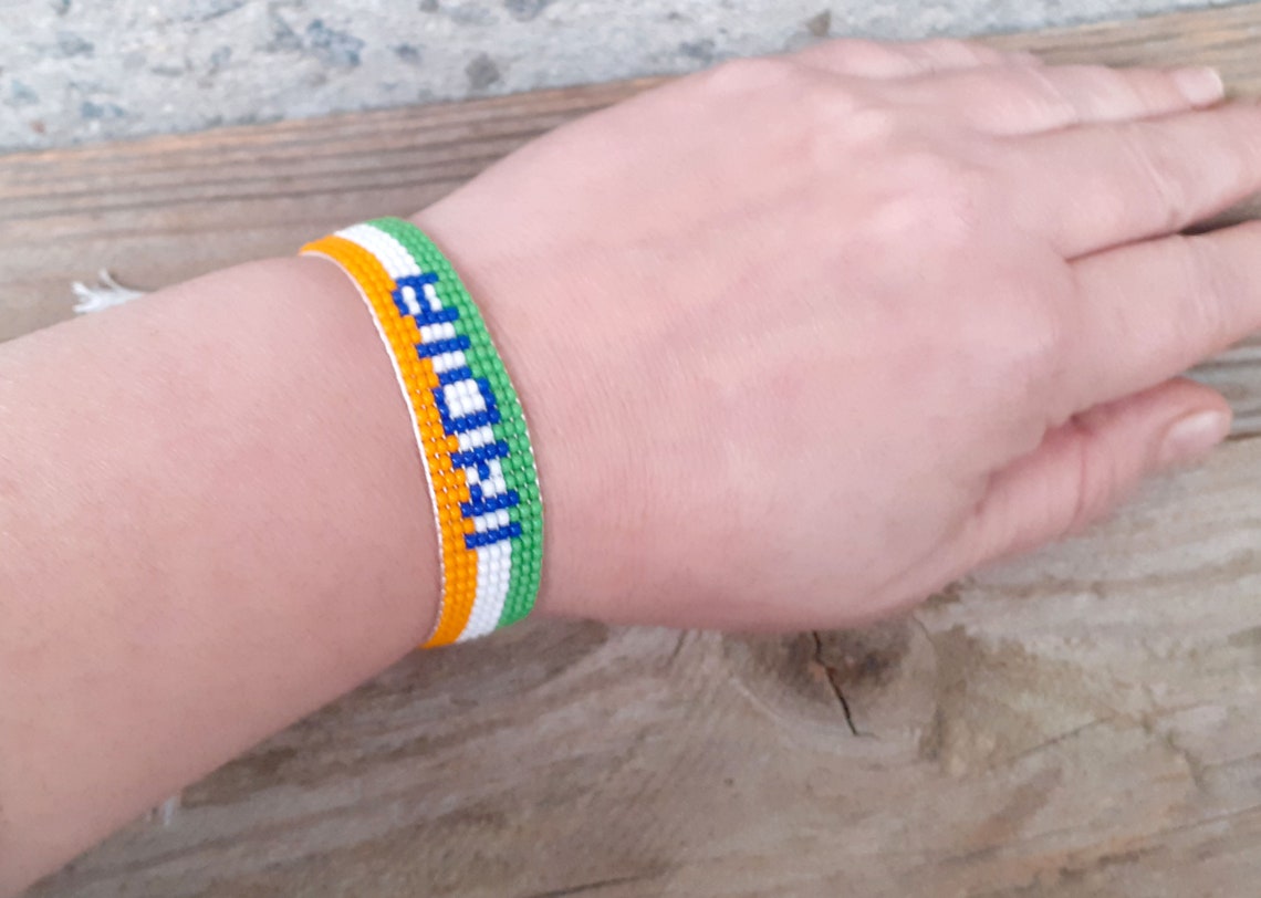 India Flag Bracelet Patriotic Beaded Wristband Loom - Etsy