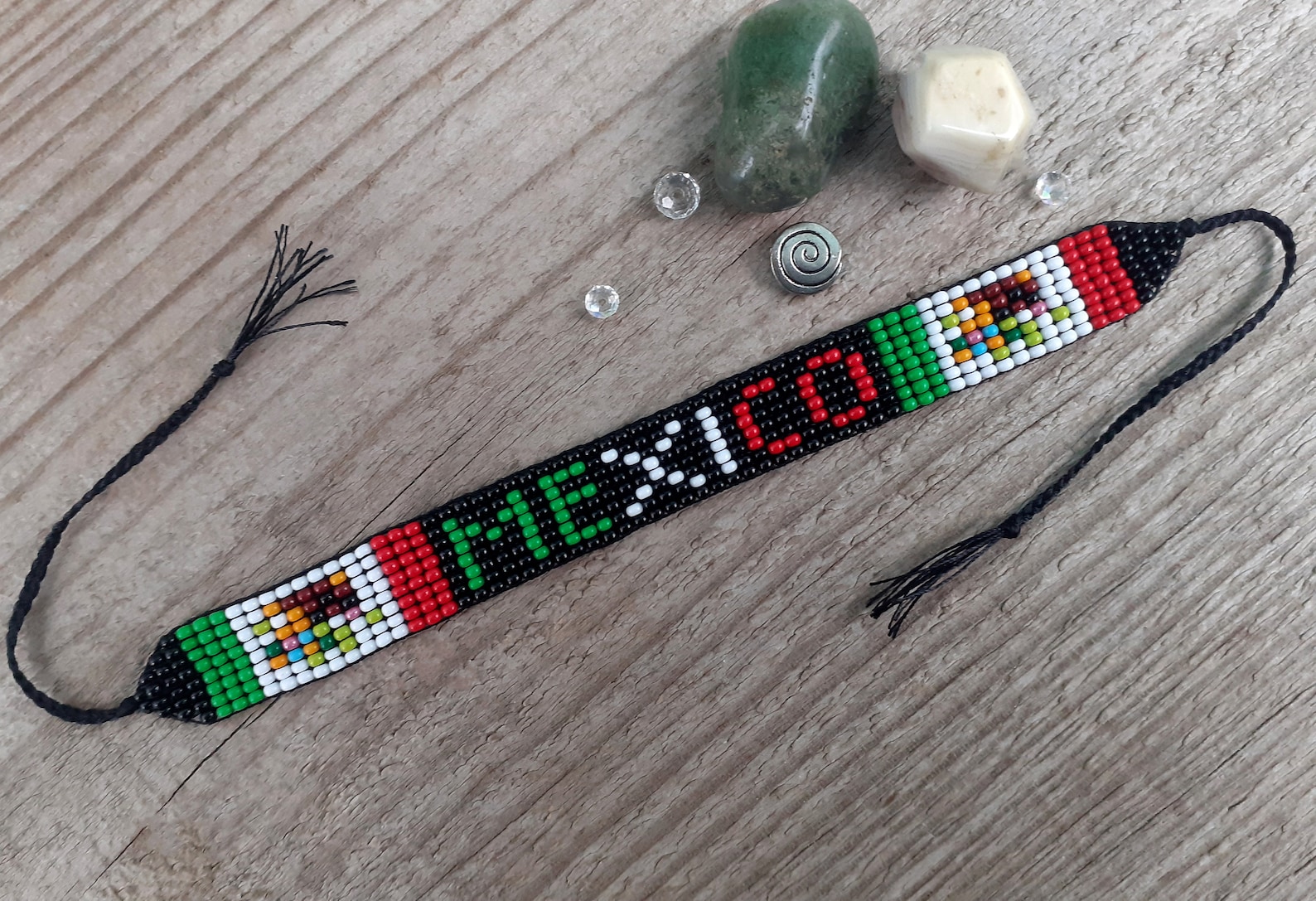 Mexico Flag Bracelet, Beaded Wristband, Seed Bead Loom Bracelet, Woven ...