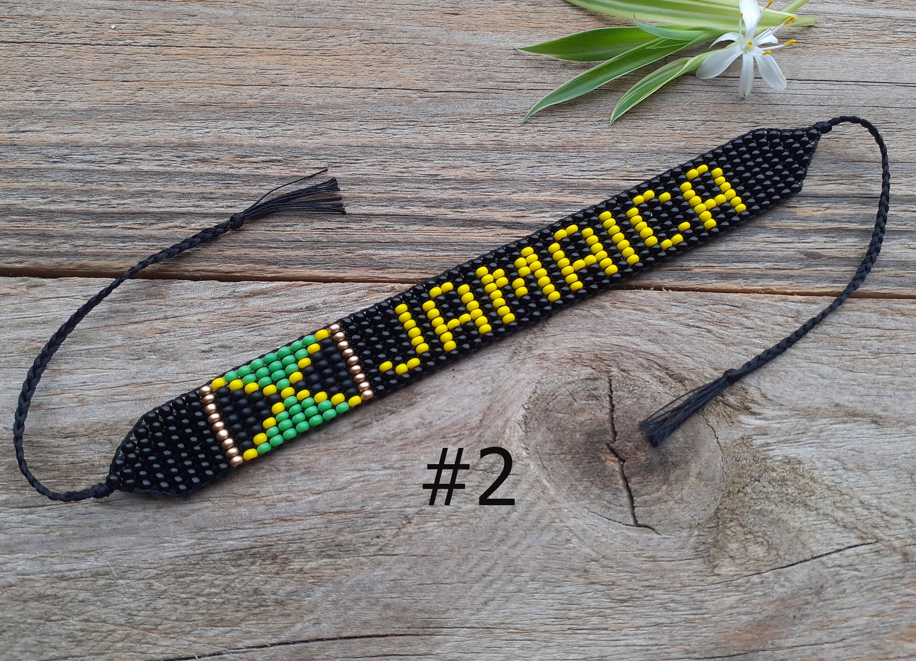 Jamaica Flag Bracelet Patriotic Beaded Wristband Loom Hand | Etsy