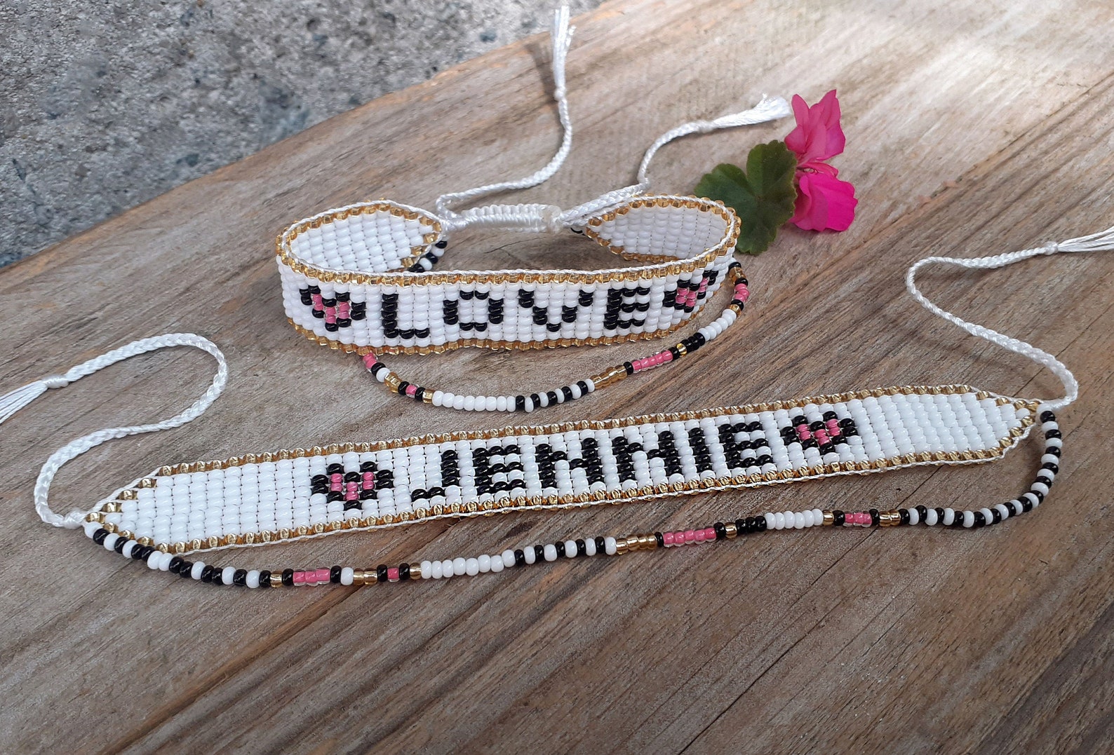 Custom Word Bracelet Beaded Handwoven Loom Inscription Bracelet Seed ...