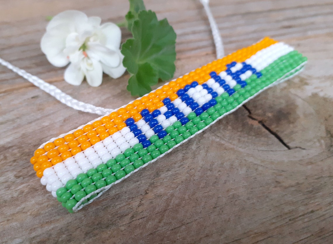 India Flag Bracelet Patriotic Beaded Wristband Loom - Etsy