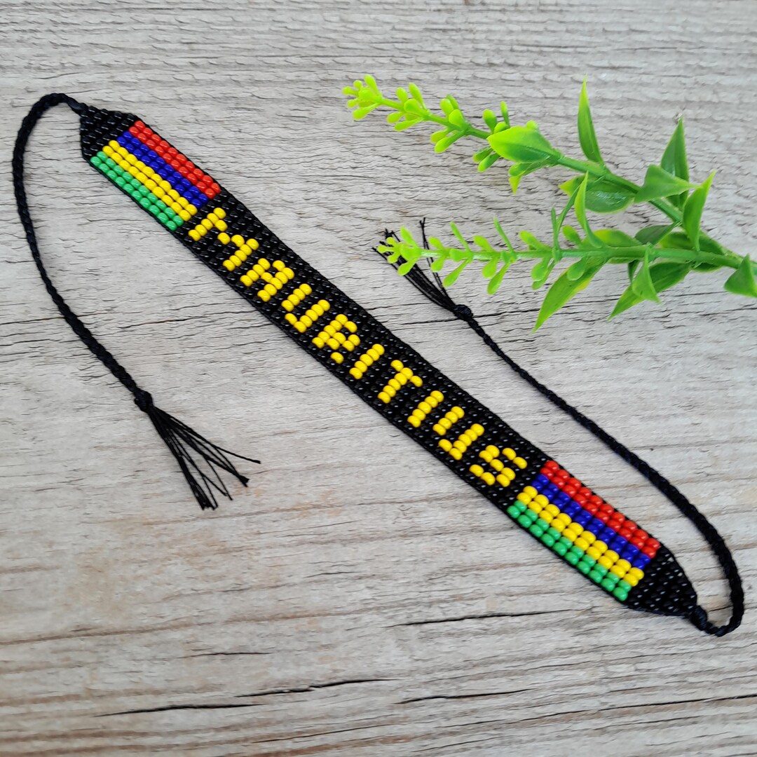 Mauritius Flag Bracelet, Beaded Wristband, Seed Bead Loom Bracelet ...