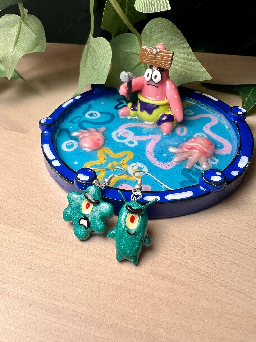 Spongebob Squarepants Patrick Plankton Ring Dish Earring Gift Set - Etsy