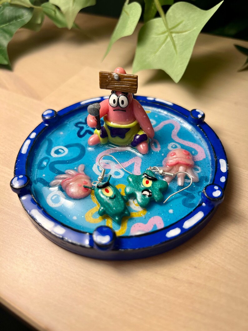 Spongebob Squarepants Patrick Plankton Ring Dish Earring Gift Set - Etsy