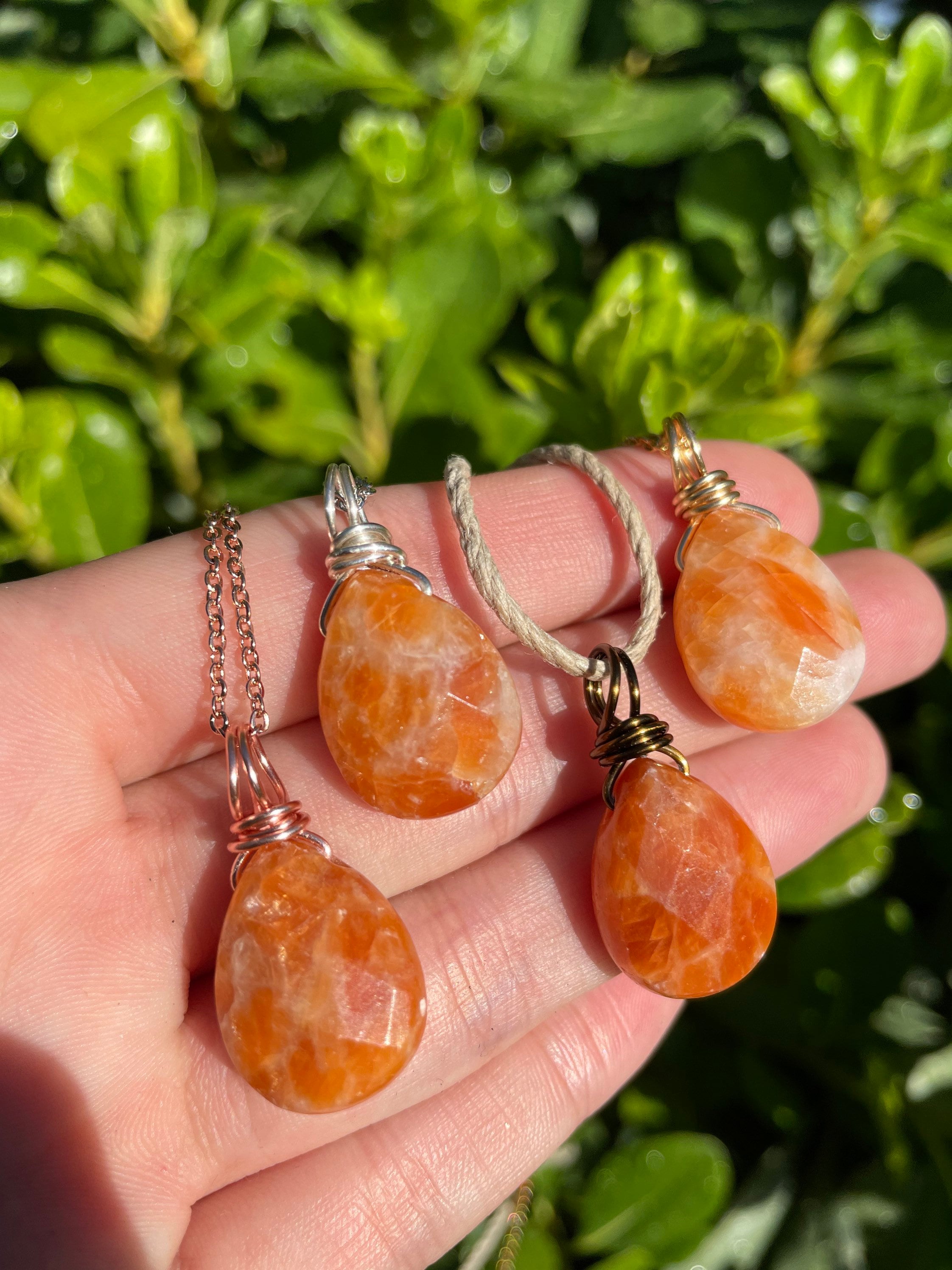 Orange calcite necklace store