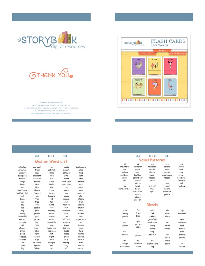 PRINTABLE Boho Flash Cards | 146 Words by STORYBOOK Digital Resources ...