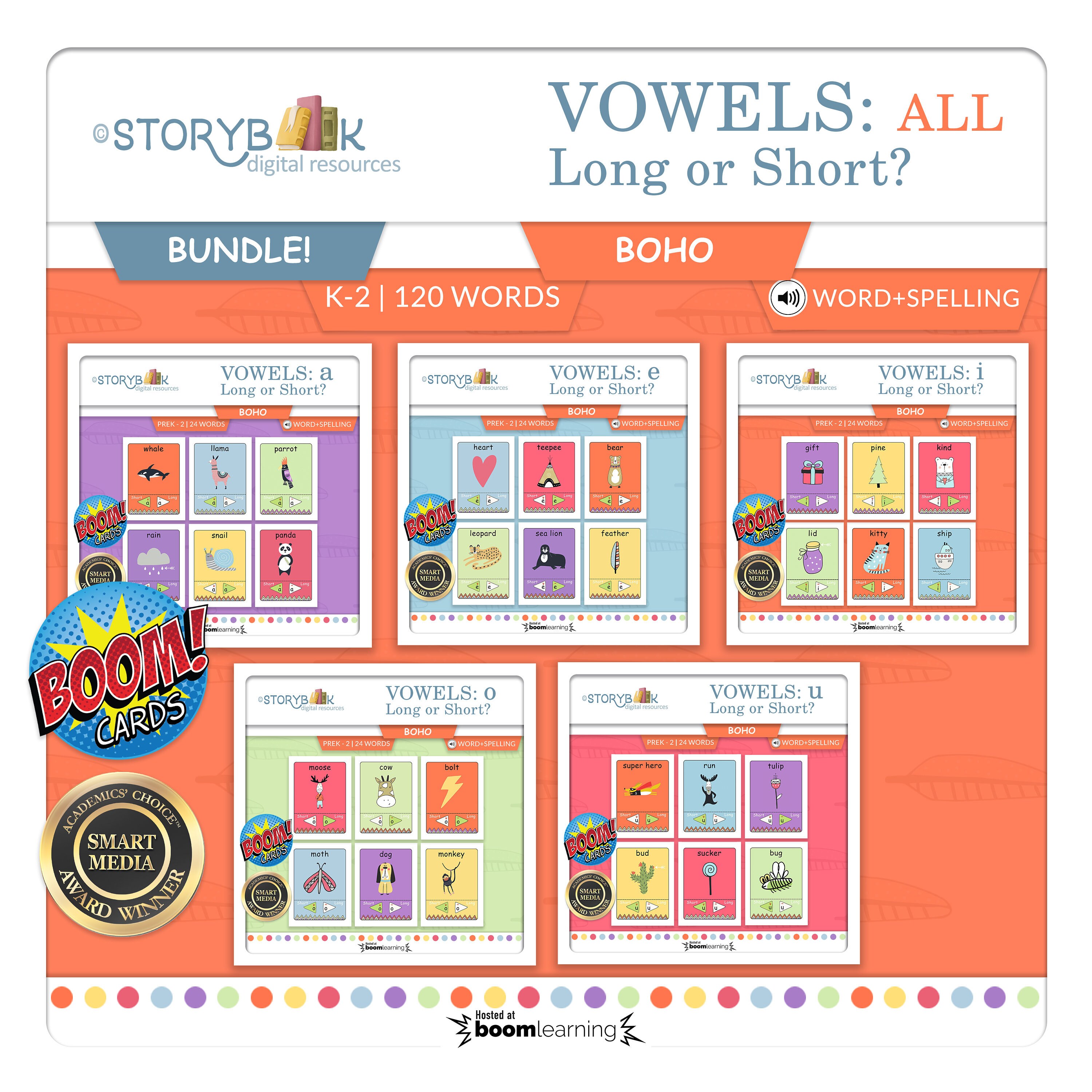 Vowels Long or Short BOOM Cards BOHO Collection - Etsy