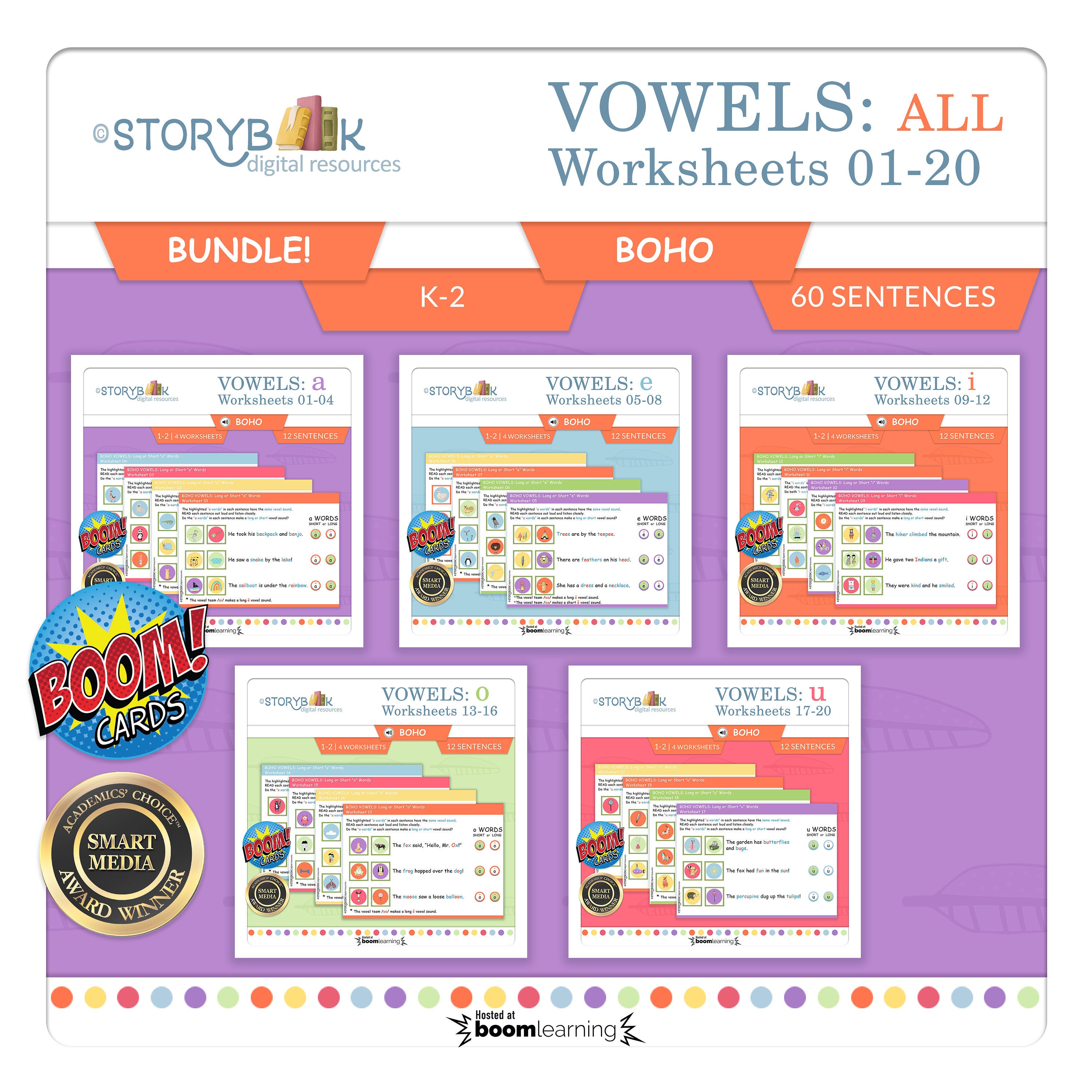 BUNDLE! Vowels Long or Short Sentence Digital Worksheets - BOOM - BOHO ...