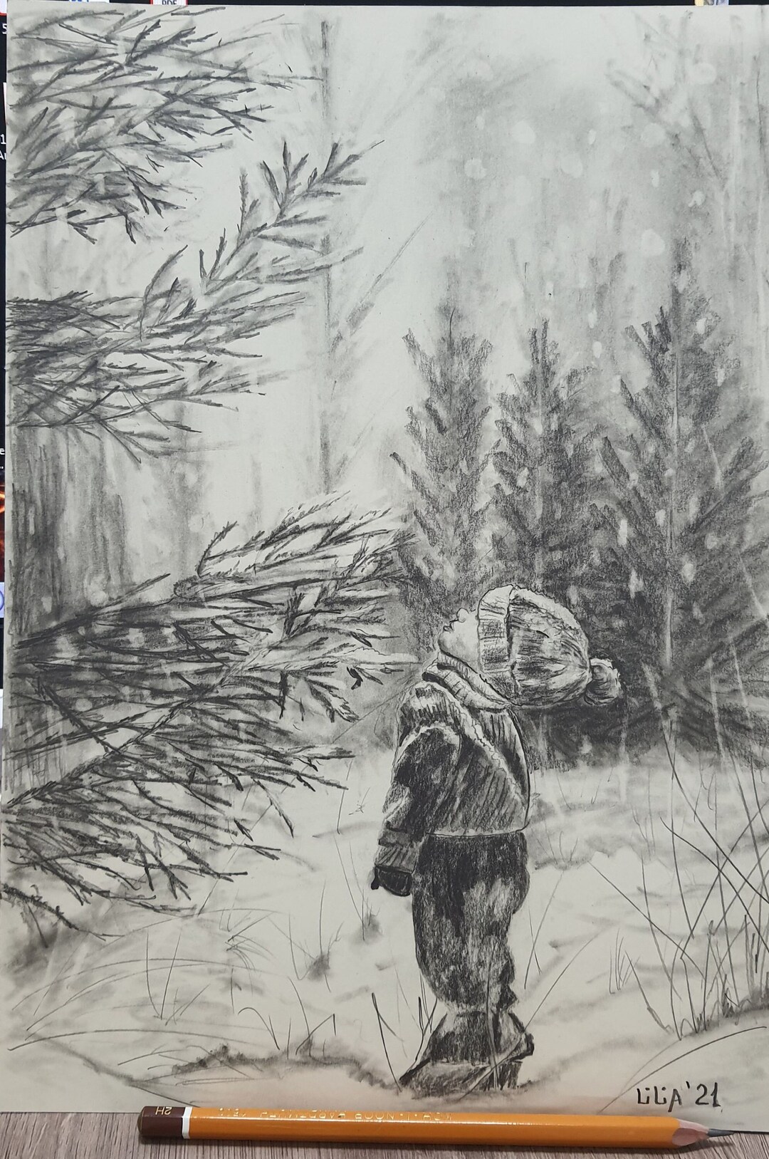Miracle of Winter, Graphite Pencil Drawing - Etsy