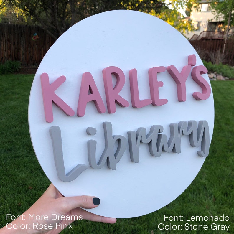 Personalized 3D Wooden Library Sign Nursery Decor Baby | Etsy