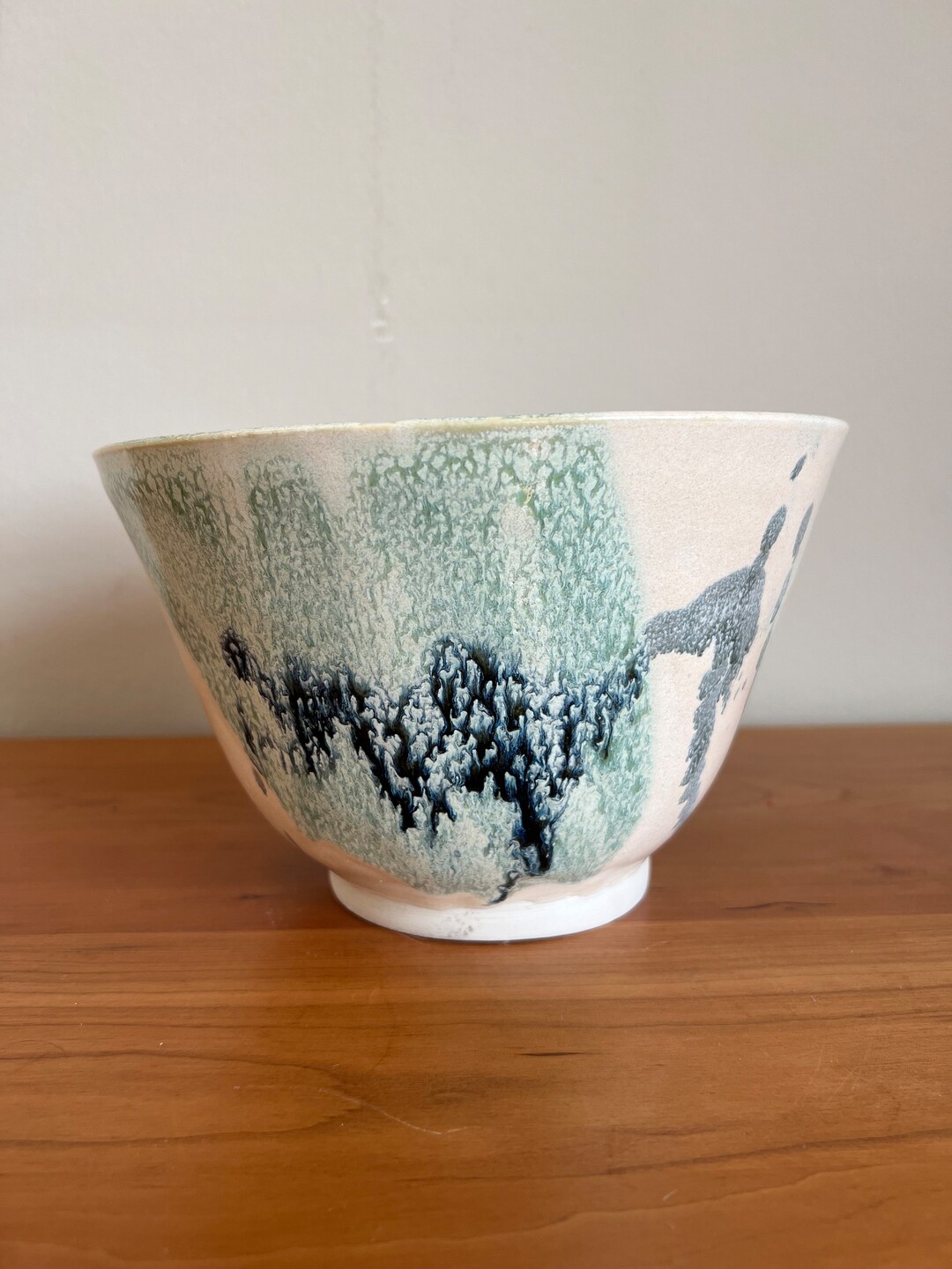 Porcelain Bowl With Abstract Glaze Design - Etsy