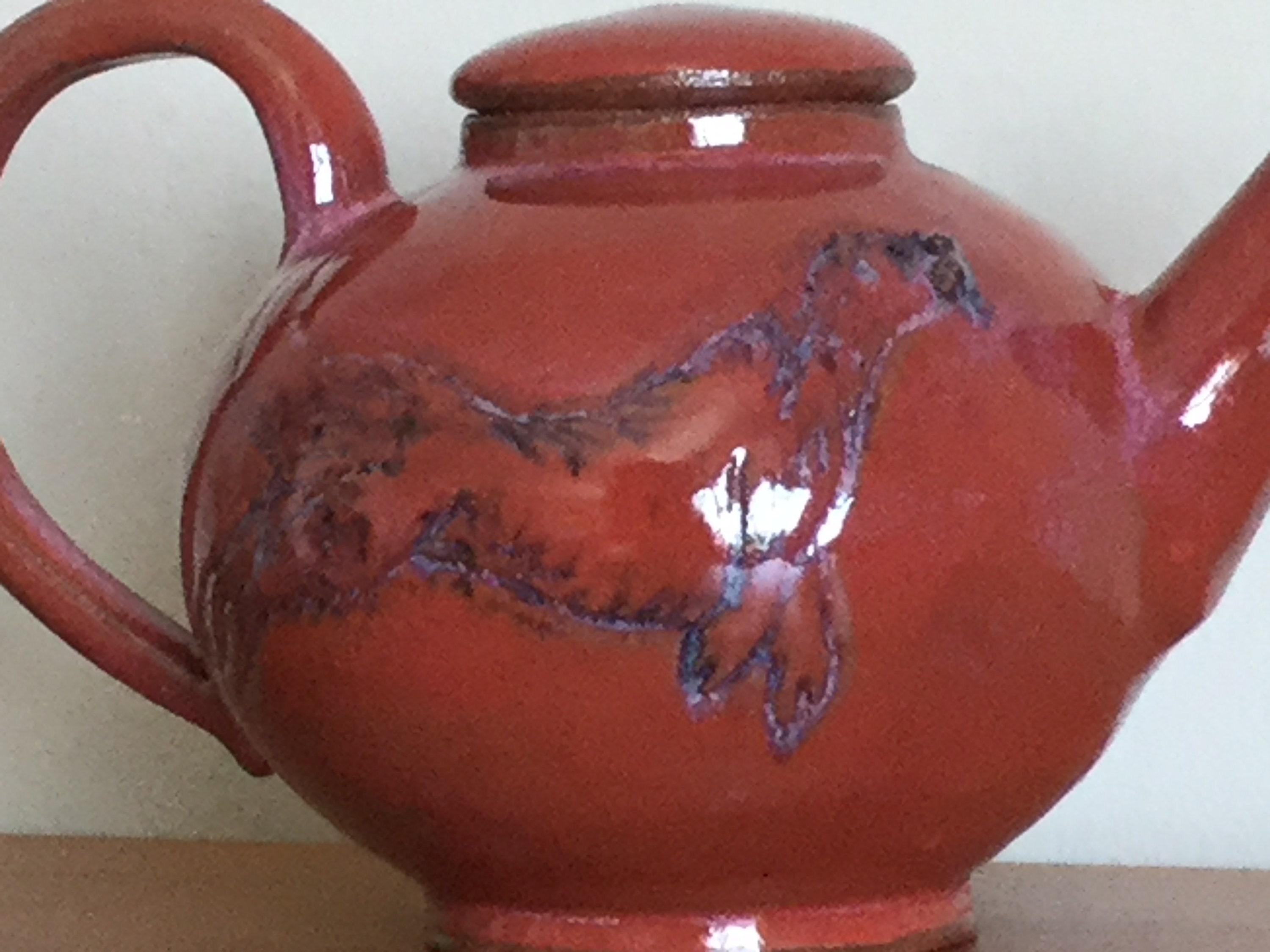 Red Coral Teapot With Otter Design - Etsy