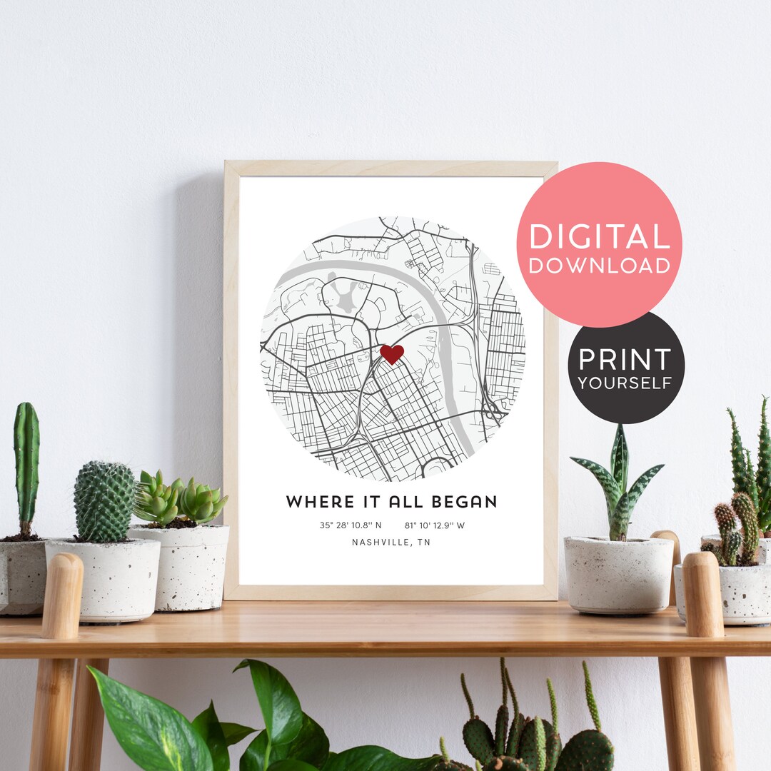 Where We Met / Where It All Began / Couple Map / Anniversary Gift ...