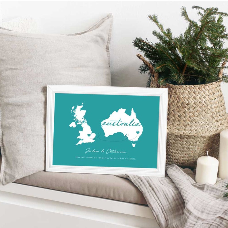 Personalized Long Distance Love Map / Long Distance - Etsy Canada