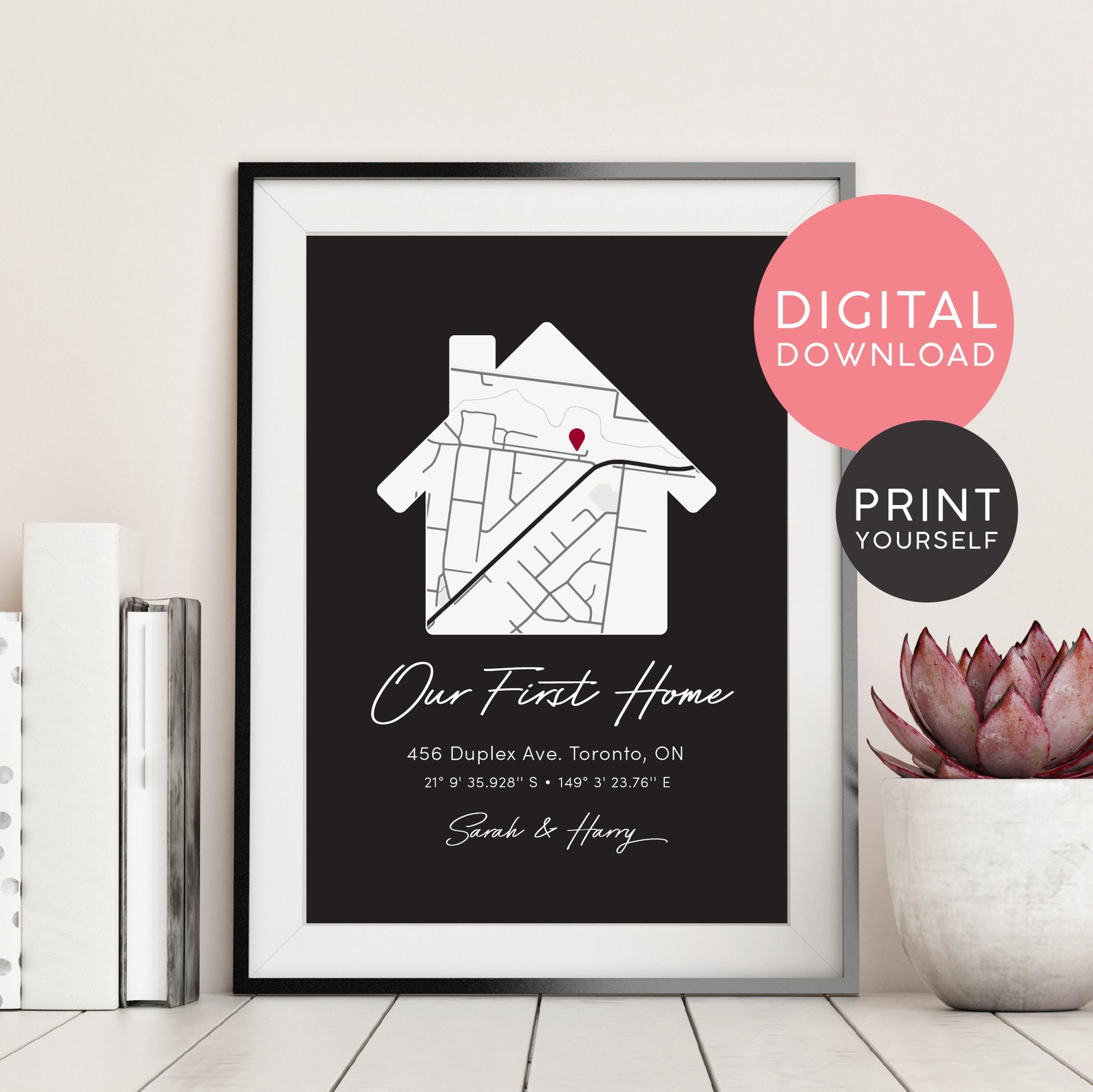 Personalized First Home Map Print: Custom Housewarming Gift (digital ...