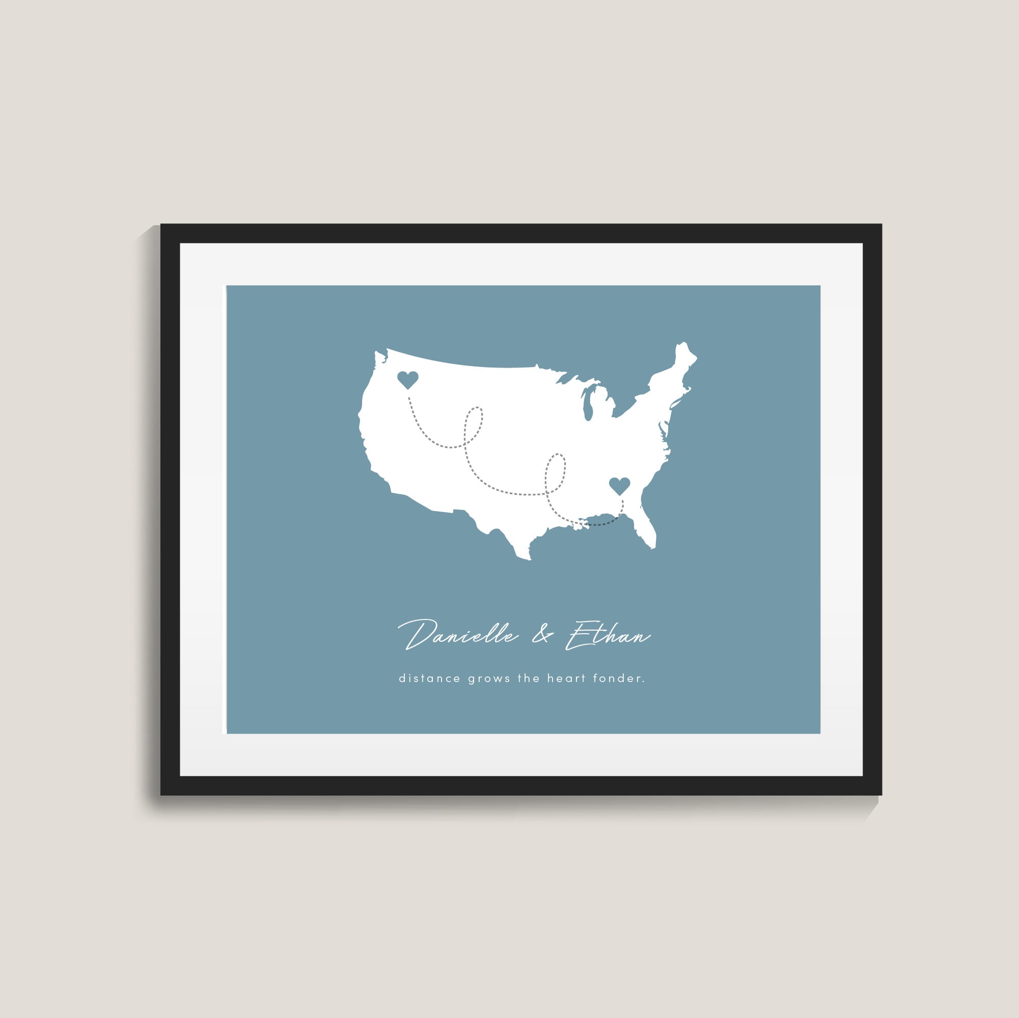 Personalized Long Distance Love Map / Long Distance - Etsy Canada