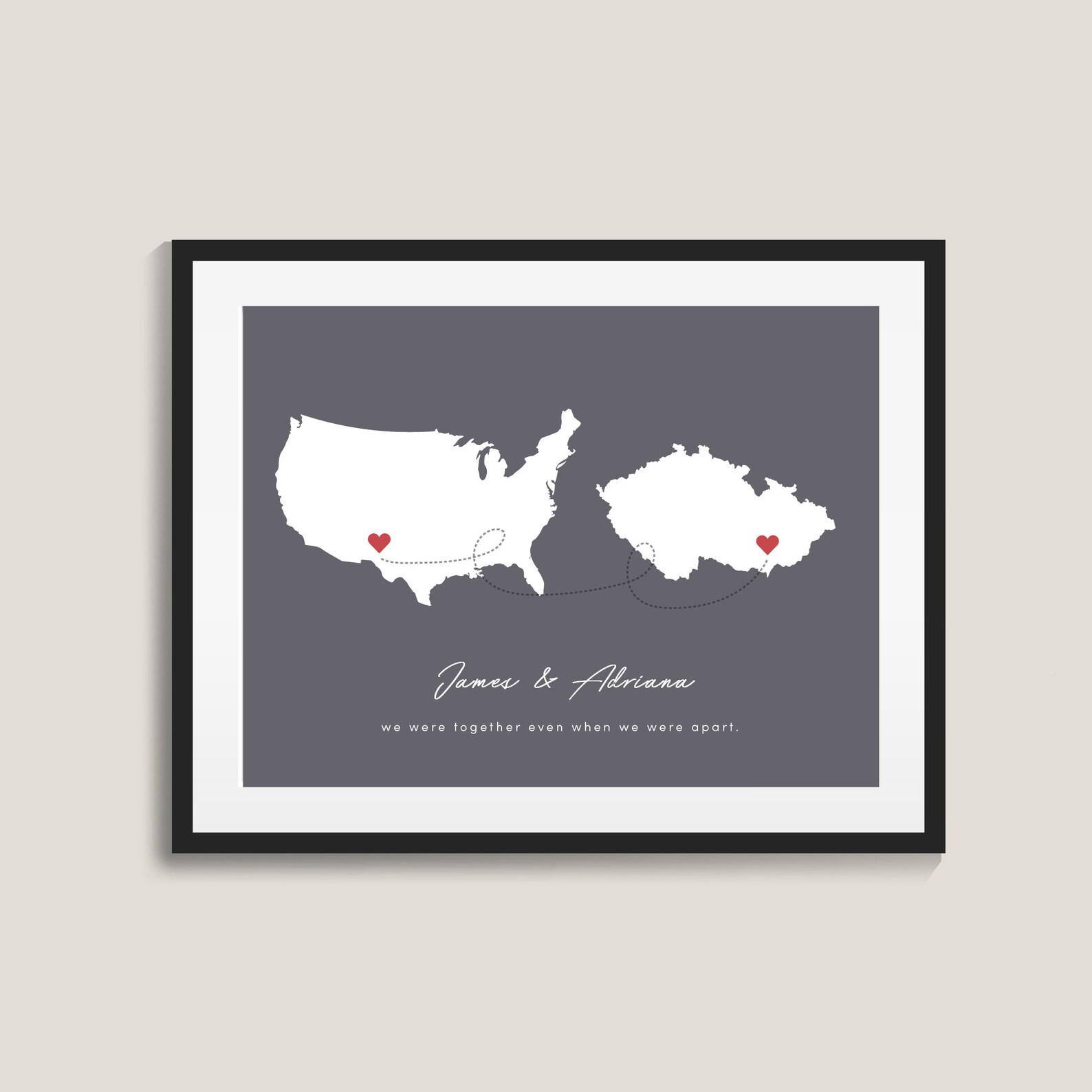 Personalized Long Distance Love Map / Long Distance - Etsy Canada