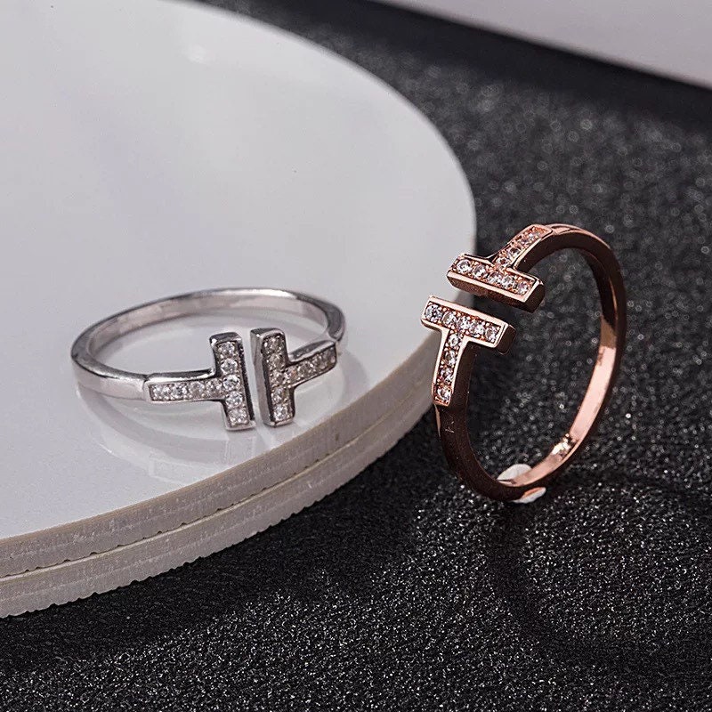 Sterling Silver Adjustable T Ring T-shaped Ring T style | Etsy