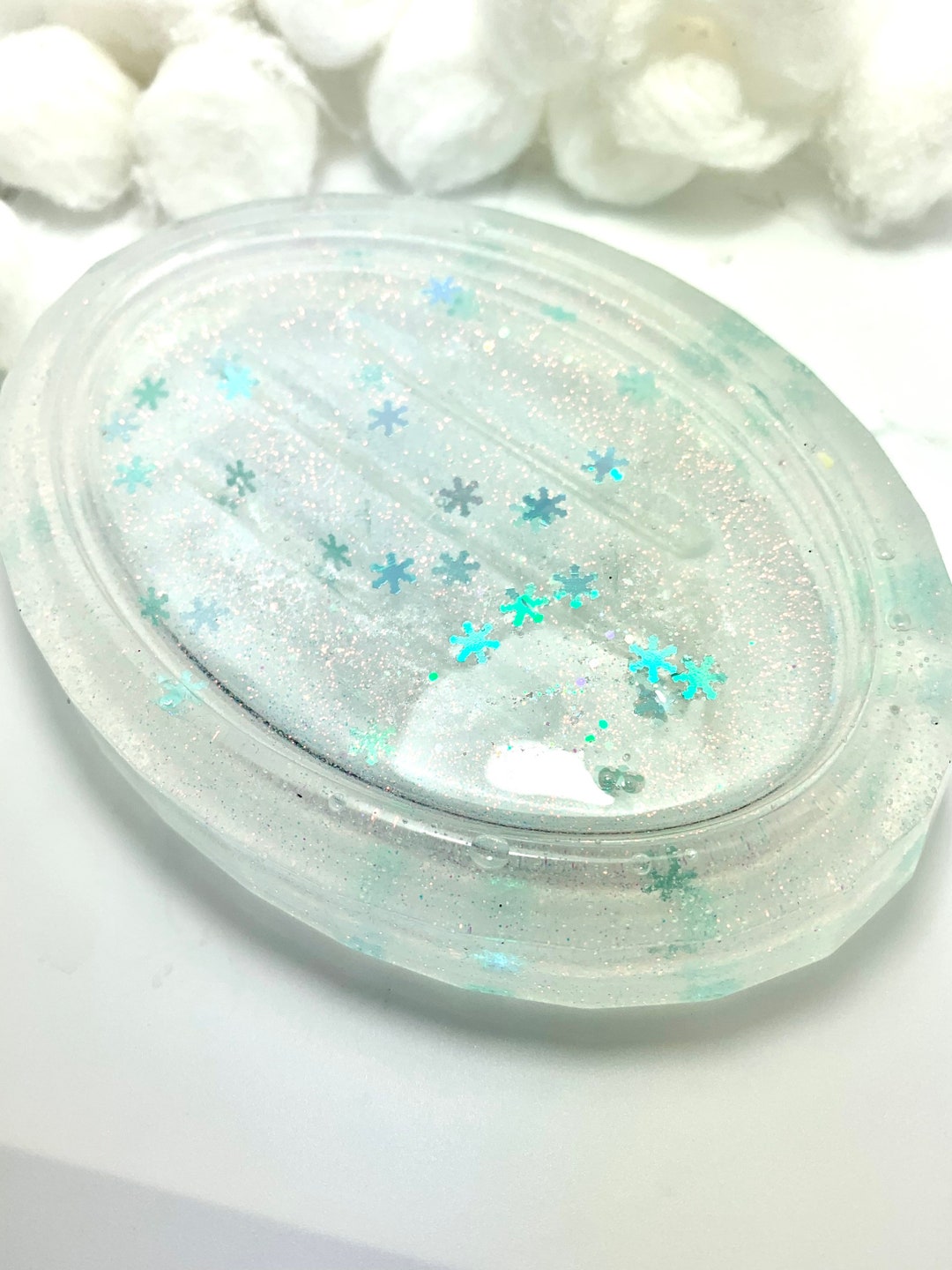 Soap Dish / Opalescent With Snowflakes/ Christmas / Holiday Decorations ...