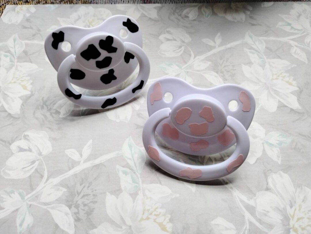Cow Print Themed Adult Pacifier, Black/pink Littlespace, Agere - Etsy