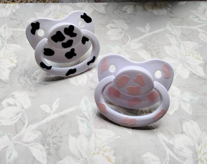 Cow Print Themed Adult Pacifier, Black/pink Littlespace, Agere - Etsy