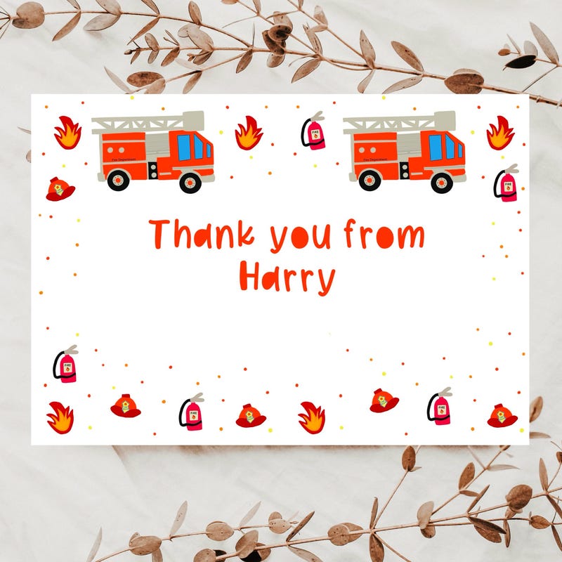 Fire Truck Thank You - Etsy UK