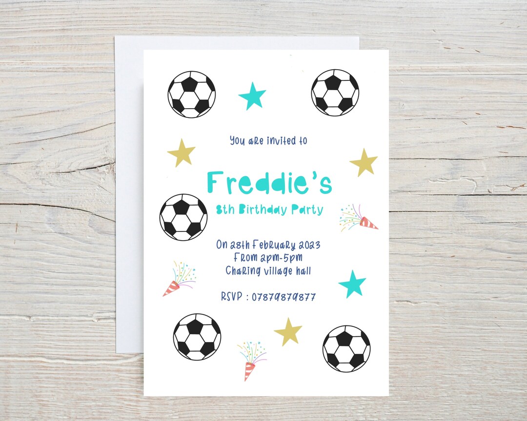 Personalised Football Party Invitations Party Invites Kids - Etsy UK