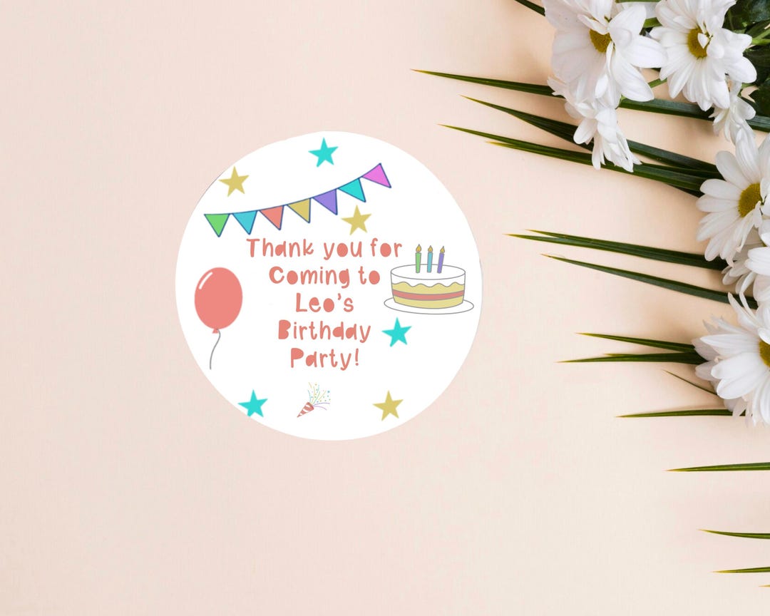 Personalized Birthday Party Stickers: Custom Theme, Party Bag Favors - Etsy