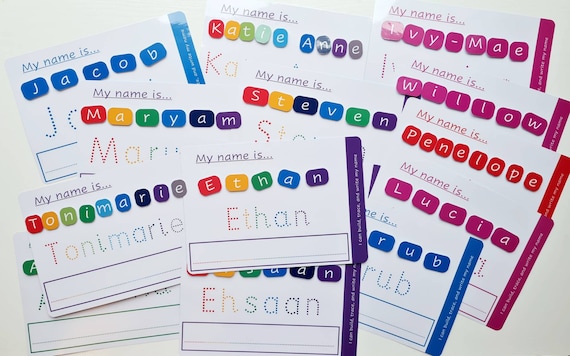 Name Writing Learning Mat Name Tracing Build It Trace It - Etsy UK